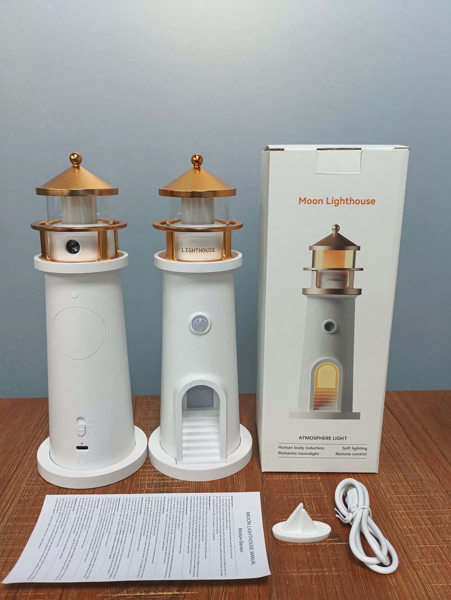 Moonlight Lighthouse Projection Lamp Ambient Night Light Bluetooth ...