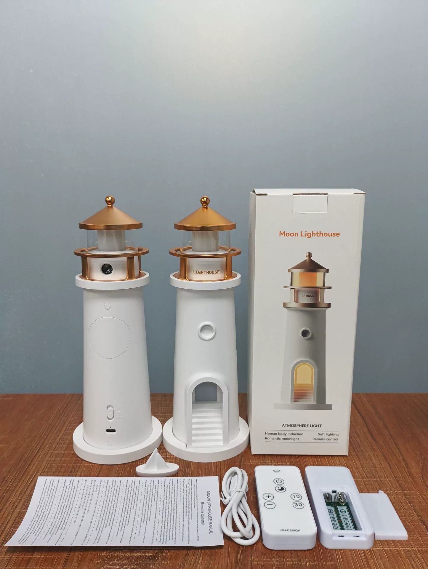 Moonlight Lighthouse Projection Lamp Ambient Night Light Bluetooth ...
