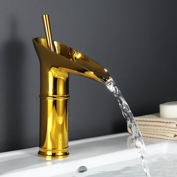 BowLift | Antique Brass Waterfall Basin Tap – Vintage Bathroom Mixer F